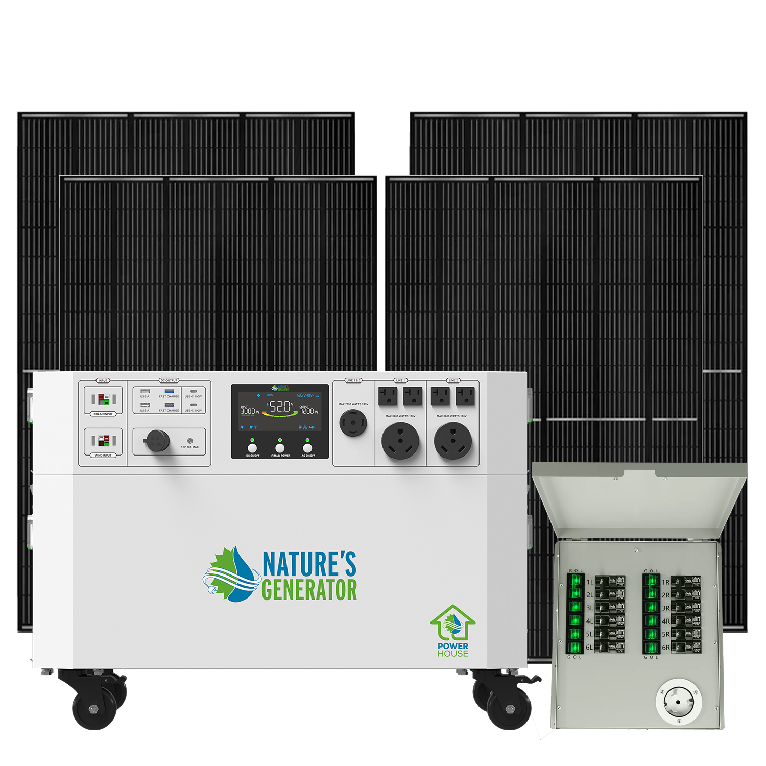 Powerhouse with Solar Power Panel and Transfer Switch | Nature's Generator