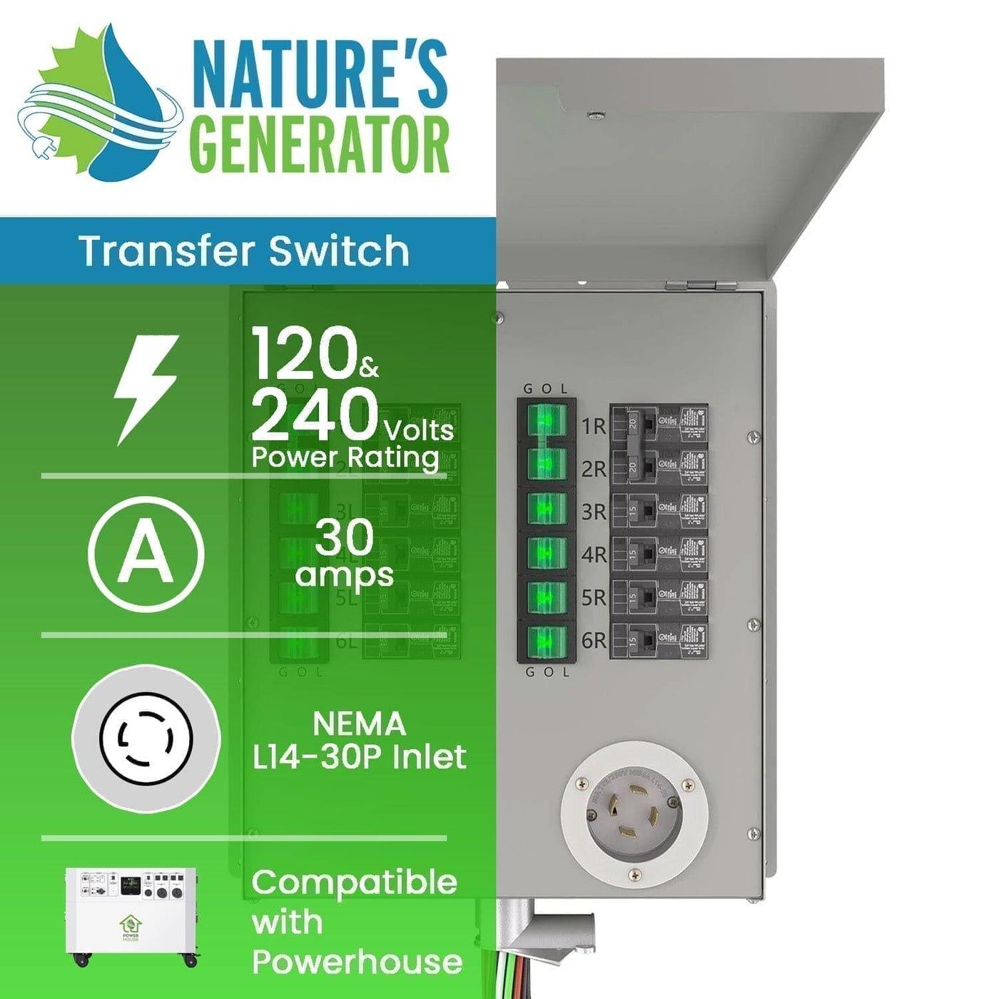 Nature's Generator 12-Circuit 120/240V 30A Manual Transfer Switch