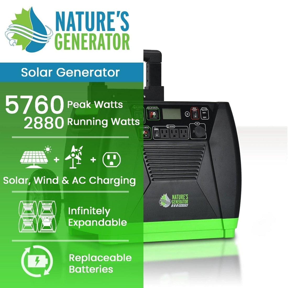 Nature's Generator Elite: 3600W Solar Generator for Backup or Off-Grid